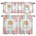 3 Piece Kitchen Curtains and Valances Set Pink Floral Graduation Cafe ...