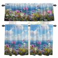 3 Piece Kitchen Curtains and Valances Set Pink Spring Floral Cafe ...