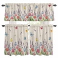 3 Piece Kitchen Curtains and Valances Set Pink Tulip Flowers Cafe ...