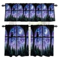 3 Piece Kitchen Curtains and Valances Set Purple Night Sky Cafe ...