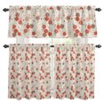 3 Piece Kitchen Curtains and Valances Set Red Beige Rosebuds Cafe ...