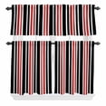 3 Piece Kitchen Curtains and Valances Set Red Black Stripe Cafe ...