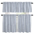 3 Piece Kitchen Curtains and Valances Set Retro Blue Stripes Cafe ...