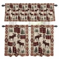 3 Piece Kitchen Curtains and Valances Set Rustic Reindeer Cafe Curtains ...