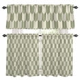 3 Piece Kitchen Curtains and Valances Set Sage Green Beige Geometric ...