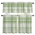 3 Piece Kitchen Curtains and Valances Set Sage Green Buffalo Plaid Cafe ...