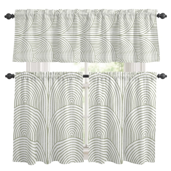 3 Piece Kitchen Curtains and Valances Set Sage Green Cafe Curtains 36 ...