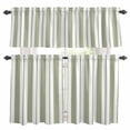 3 Piece Kitchen Curtains and Valances Set Sage Green Striped Cafe ...