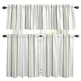 3 Piece Kitchen Curtains and Valances Set Sage Green Vertical Stripes ...