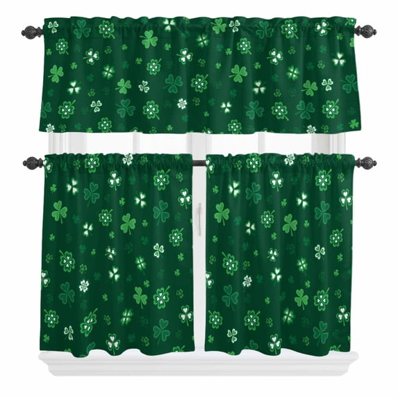 3 Piece Kitchen Curtains and Valances Set Saint Patrick's Day Cafe ...