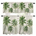3 Piece Kitchen Curtains and Valances Set Seaside Green Palm Trees Cafe ...