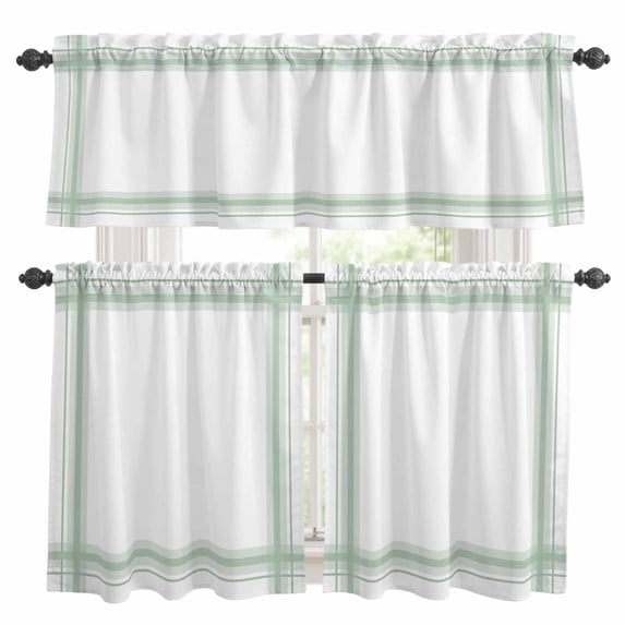 3 Piece Kitchen Curtains and Valances Set Simple Lines Cafe Curtains 36 ...