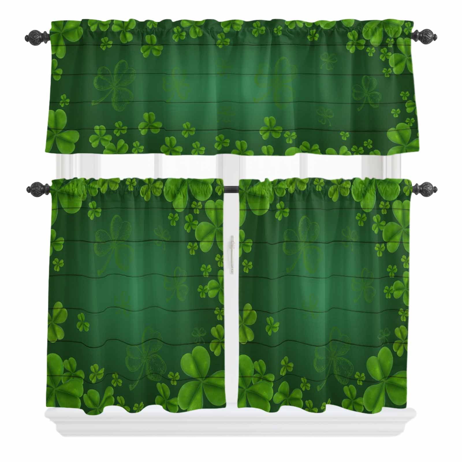 3 Piece Kitchen Curtains and Valances Set St. Patrick's Day Cafe ...
