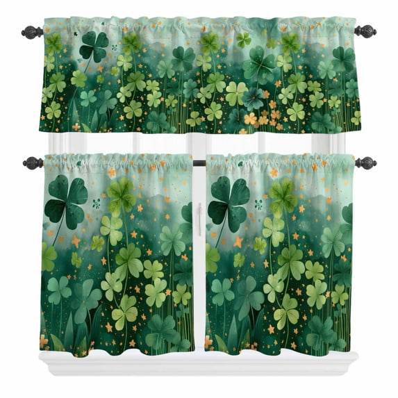 3 Piece Kitchen Curtains and Valances Set St. Patrick's Day Cafe ...