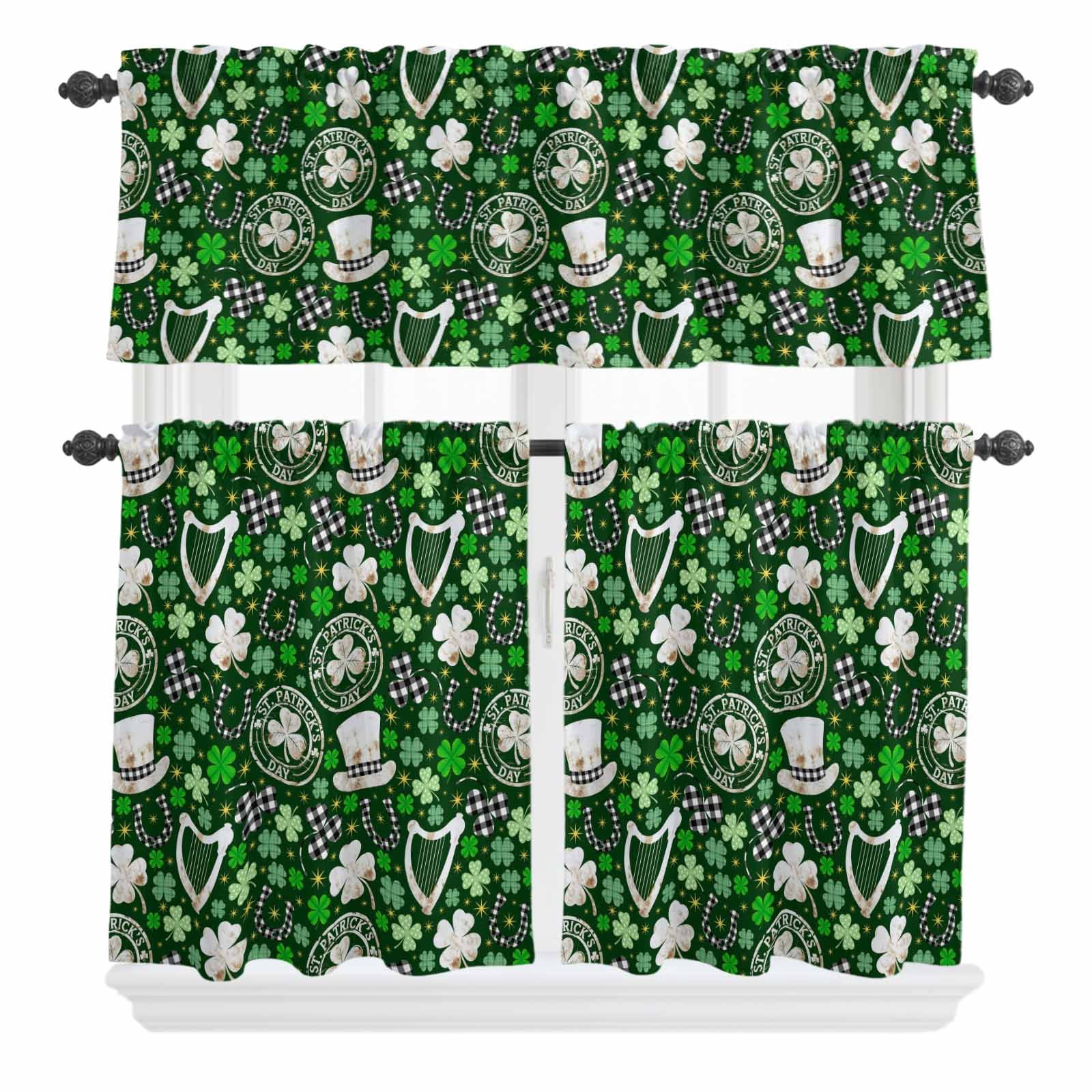 3 Piece Kitchen Curtains and Valances Set St. Patrick's Day Cafe ...