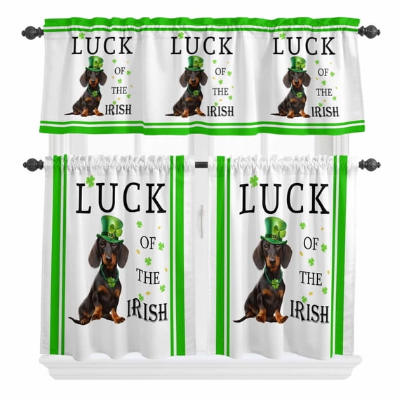 3 Piece Kitchen Curtains and Valances Set St. Patrick's Day Cafe ...