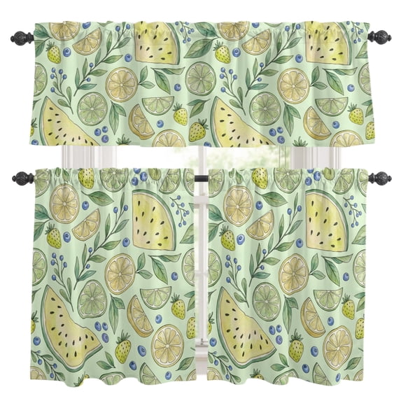 3 Piece Kitchen Curtains and Valances Set Summer Tropical Fruits Cafe ...