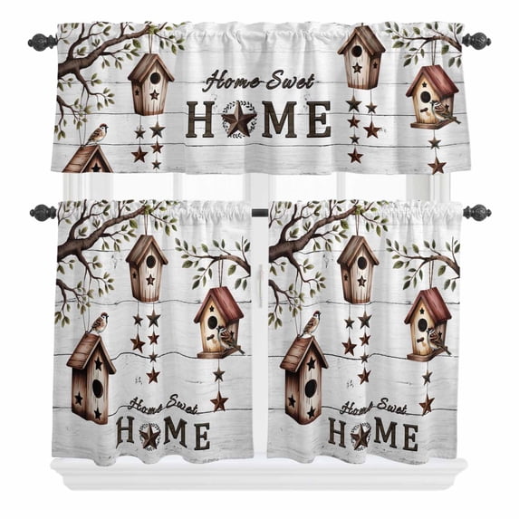 3 Piece Kitchen Curtains and Valances Set Sweet Home Cafe Curtains 24 ...