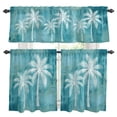 3 Piece Kitchen Curtains and Valances Set Teal Palm Tree Cafe Curtains ...