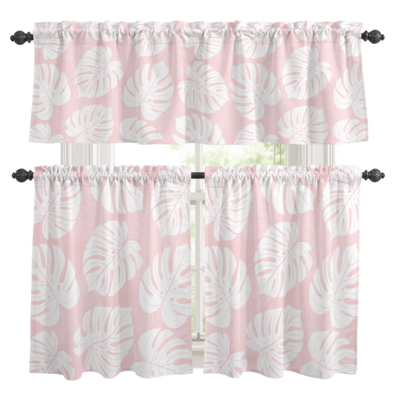 3 Piece Kitchen Curtains and Valances Set Tropical Botanical Cafe ...