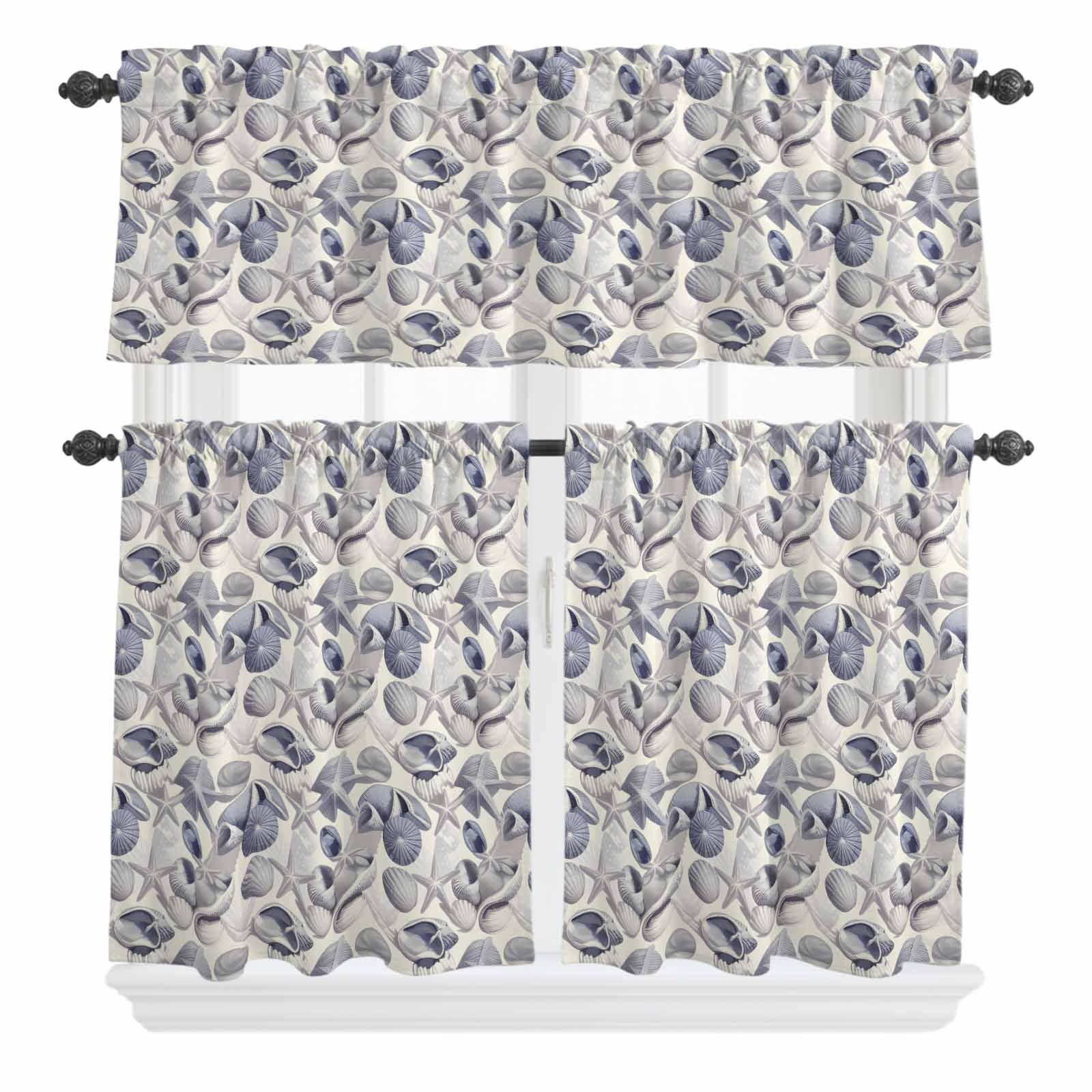 3 Piece Kitchen Curtains and Valances Set Vintage Coastal Cafe Curtains ...