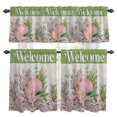 3 Piece Kitchen Curtains and Valances Set Welcome Green Coral Nautical ...
