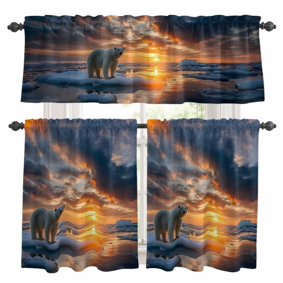 3 Piece Kitchen Curtains and Valances Set White Animals Cafe Curtains ...