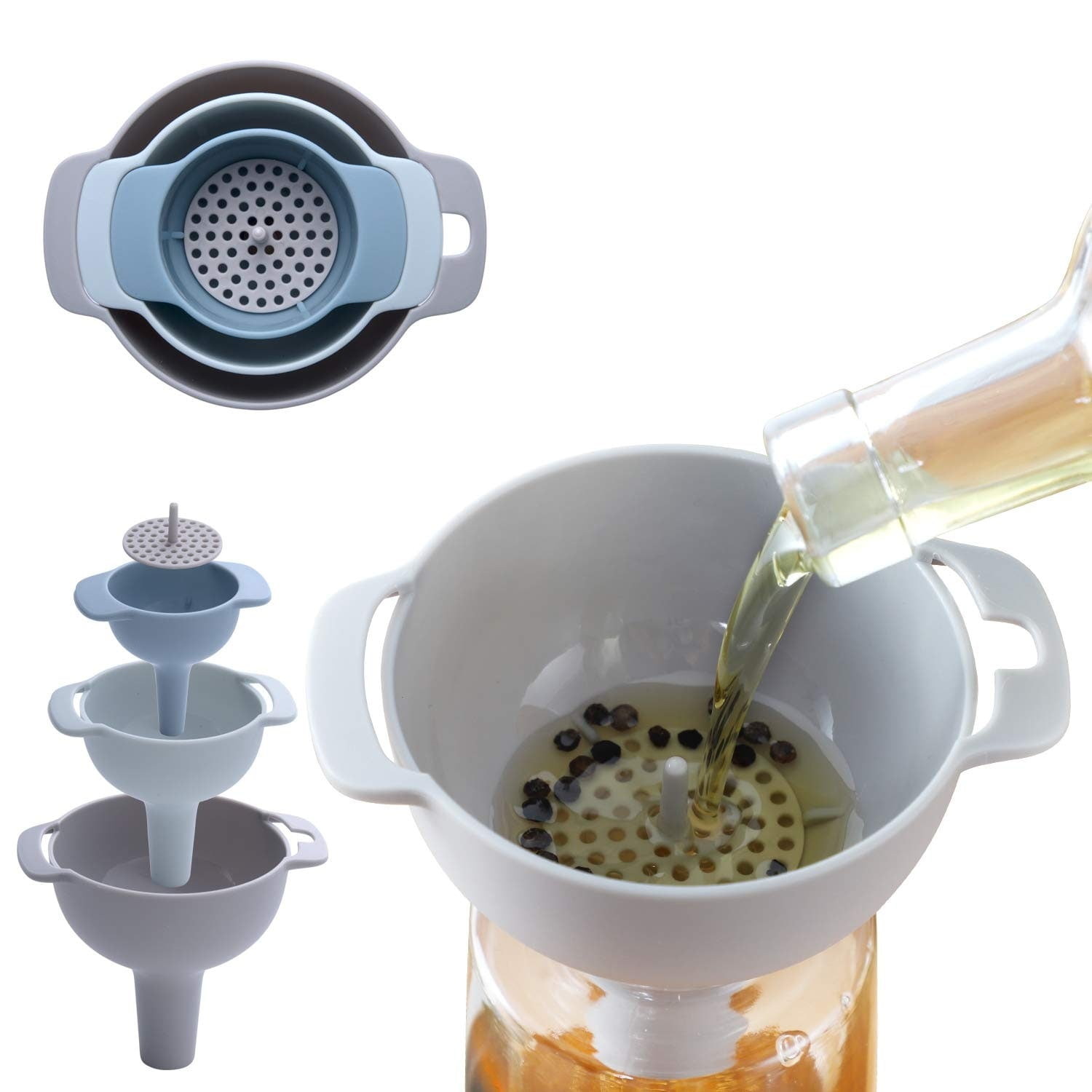 3-Piece Kitchen Funnel Set with Detachable Strainer - Walmart.com