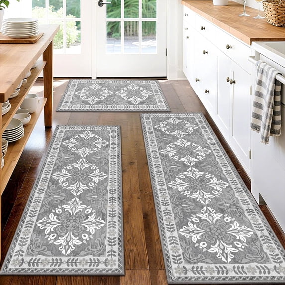 3-Piece Kitchen Rugs Set, Non-Slip Washable Floor Mats, Water Absorbent ...