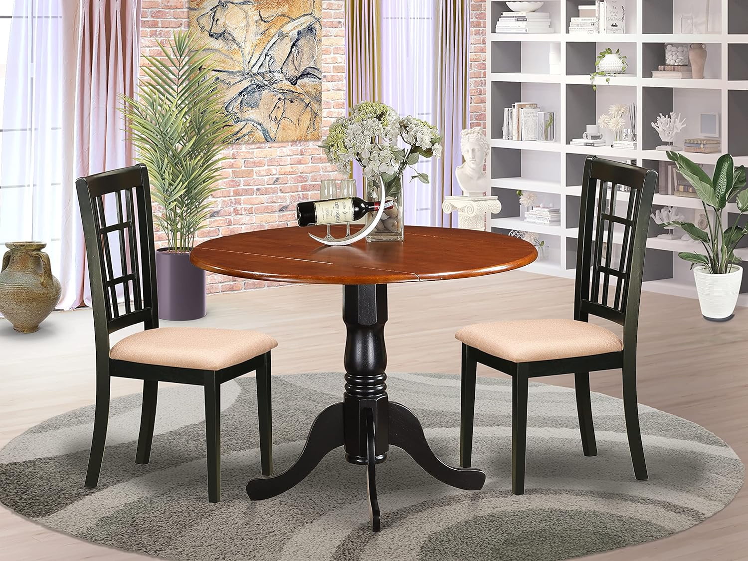3 Piece Kitchen Set For Small Spaces Contains A Round Table With ...