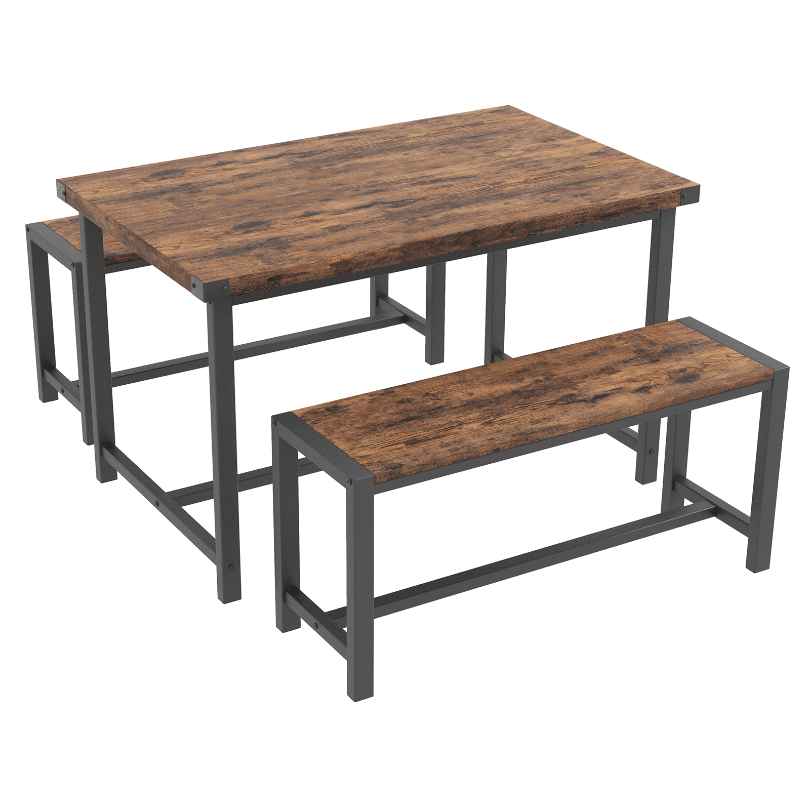 3-Piece Kitchen Table Set, Dining Table Set for 4 Person with 2 Benches ...