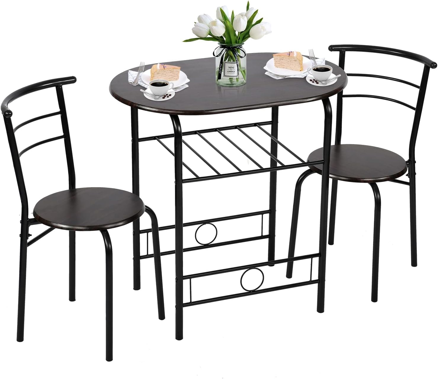 3 Piece Kitchen Table Set, Woodern Dining Room Table and Chairs ...