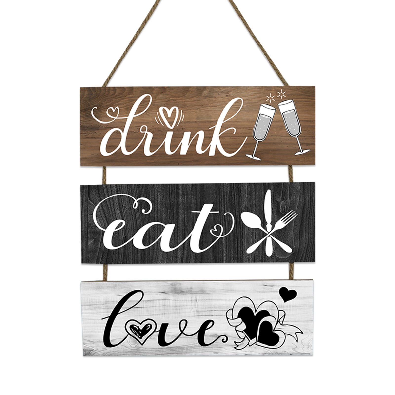 3-Piece Kitchen Wall Decor Set Rustic Farmhouse Wooden Signs for Dining ...
