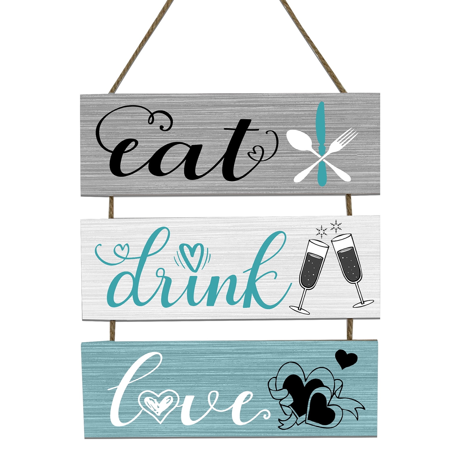 3-Piece Kitchen Wall Decor Set Rustic Farmhouse Wooden Signs for Dining ...