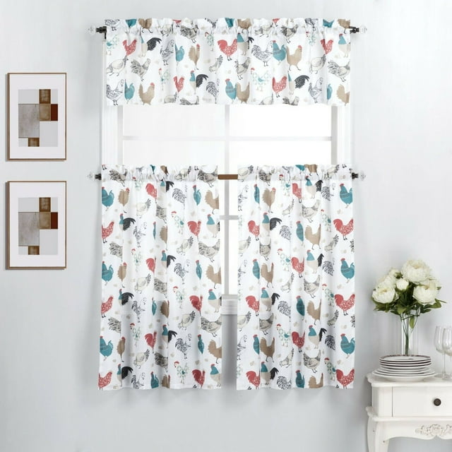 3 Piece Kitchen Window Curtain Panel Tiers & Valance Set - Various ...