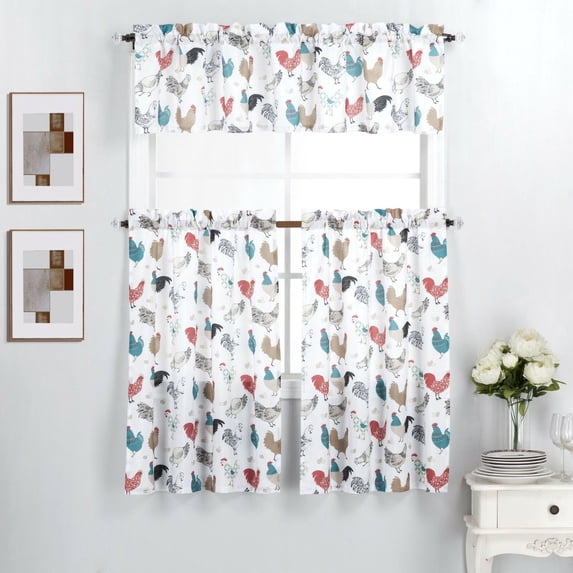 3 Piece Kitchen Window Curtain Panel Tiers & Valance Set - Various ...