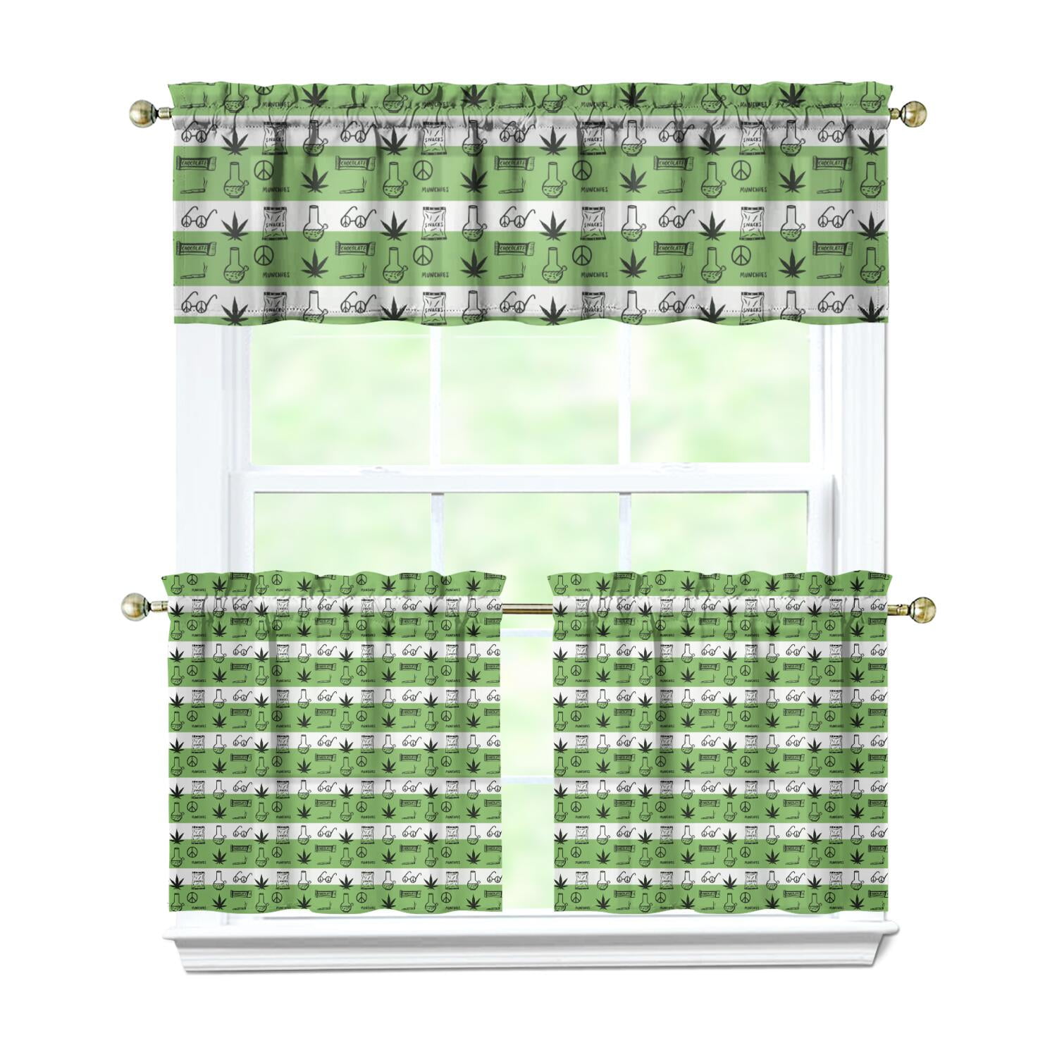 3-Piece Kitchen Window Treatment Set, 27.5x24in Polyester Curtains with ...