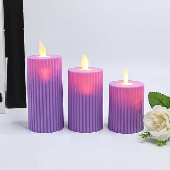 3 Piece LED Flameless Candles Flickering Electronic Lights, 7 Inch ...