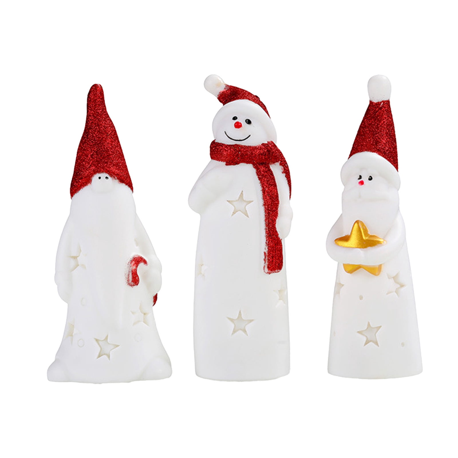 3-Piece LED Santa Claus Figurine Set – Cute Light-Up Christmas ...