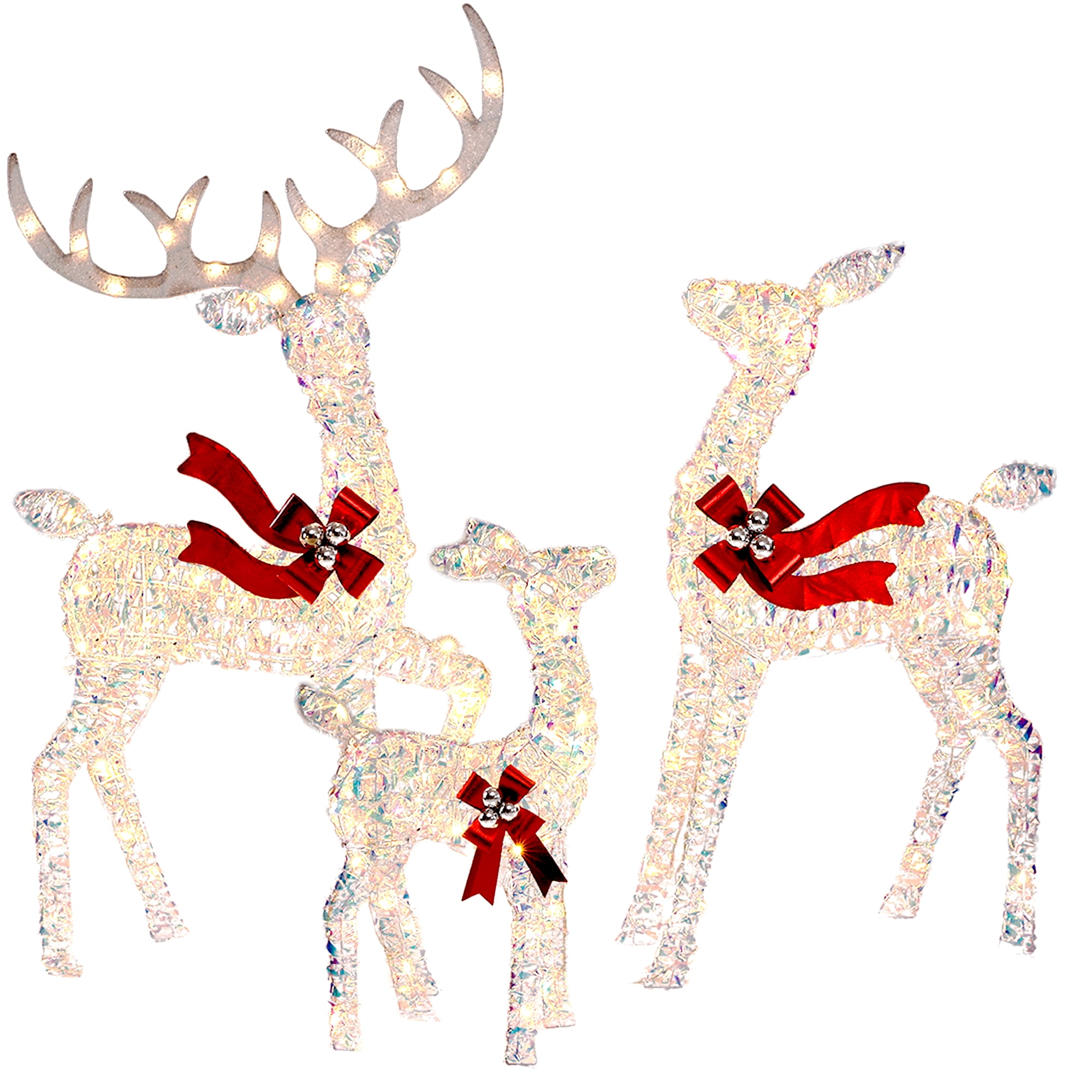 3-Piece Large Christmas Deer Family, Lighted Christmas Outdoor ...