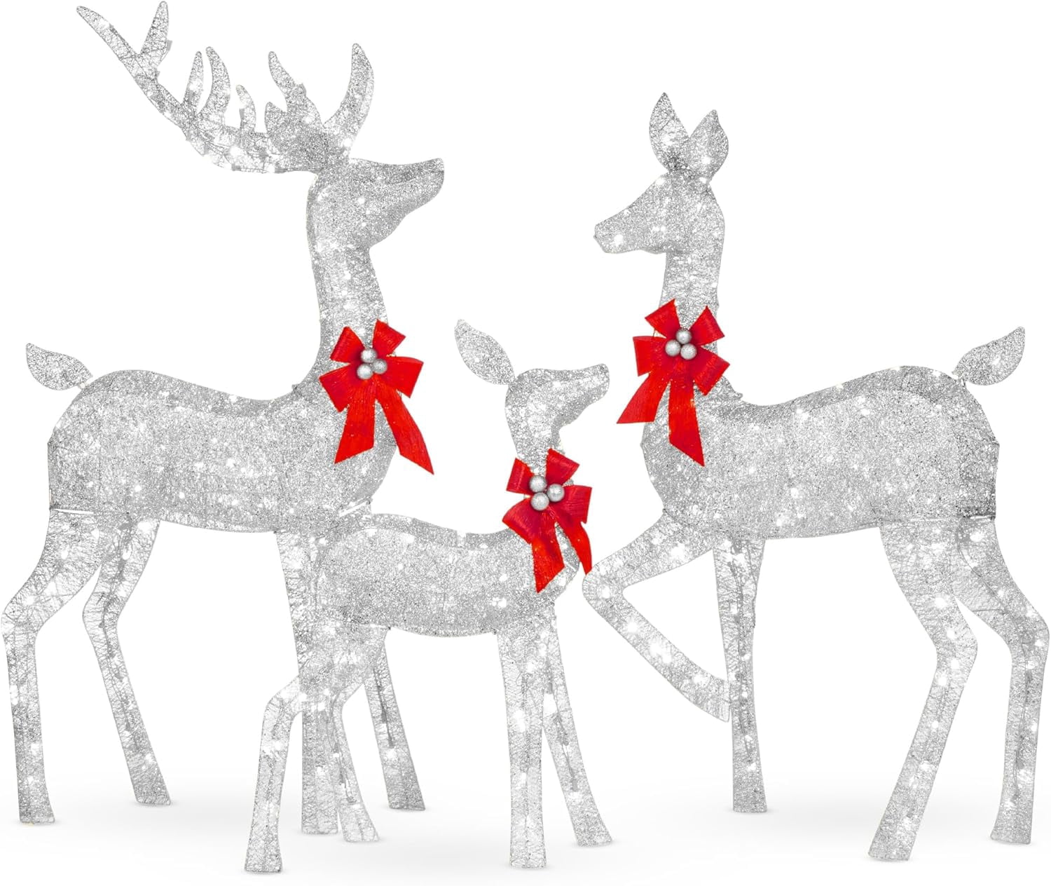 3-Piece Large Lighted Christmas Deer Family Set 5Ft Outdoor Yard ...