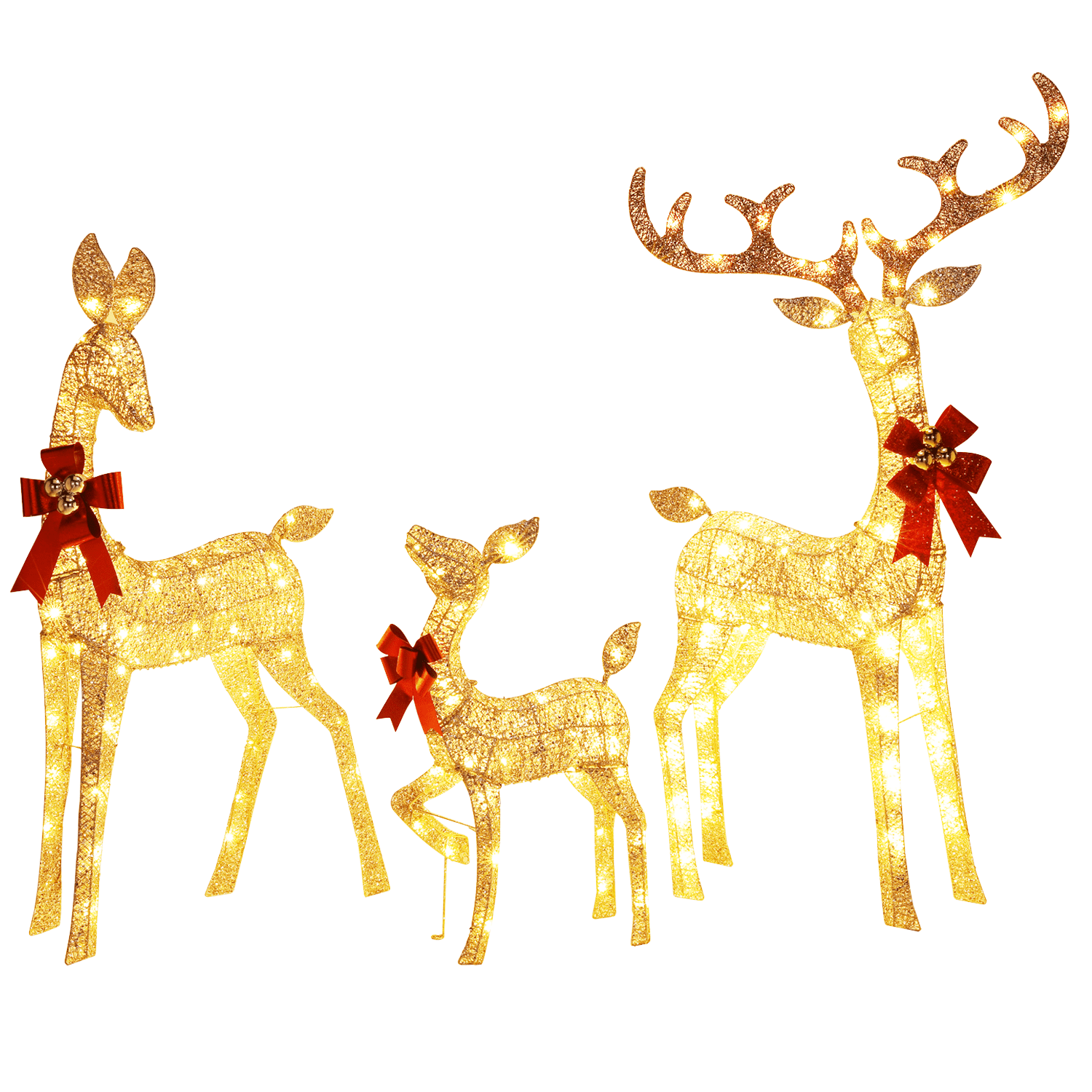 3-Piece Large Lighted Xmas Deer Family Set for Yard Holiday Xmas Decor ...
