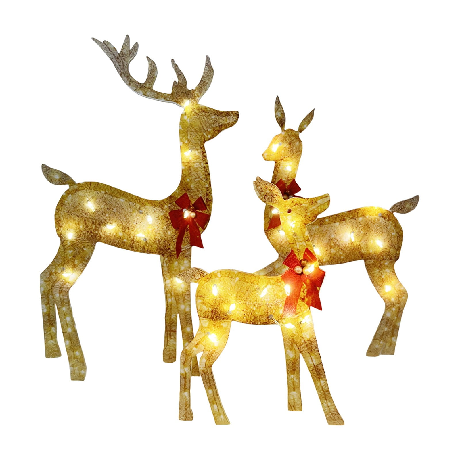 3-Piece Lighted Christmas Deer Family Set, Pre-Lit Christmas Reindeer ...