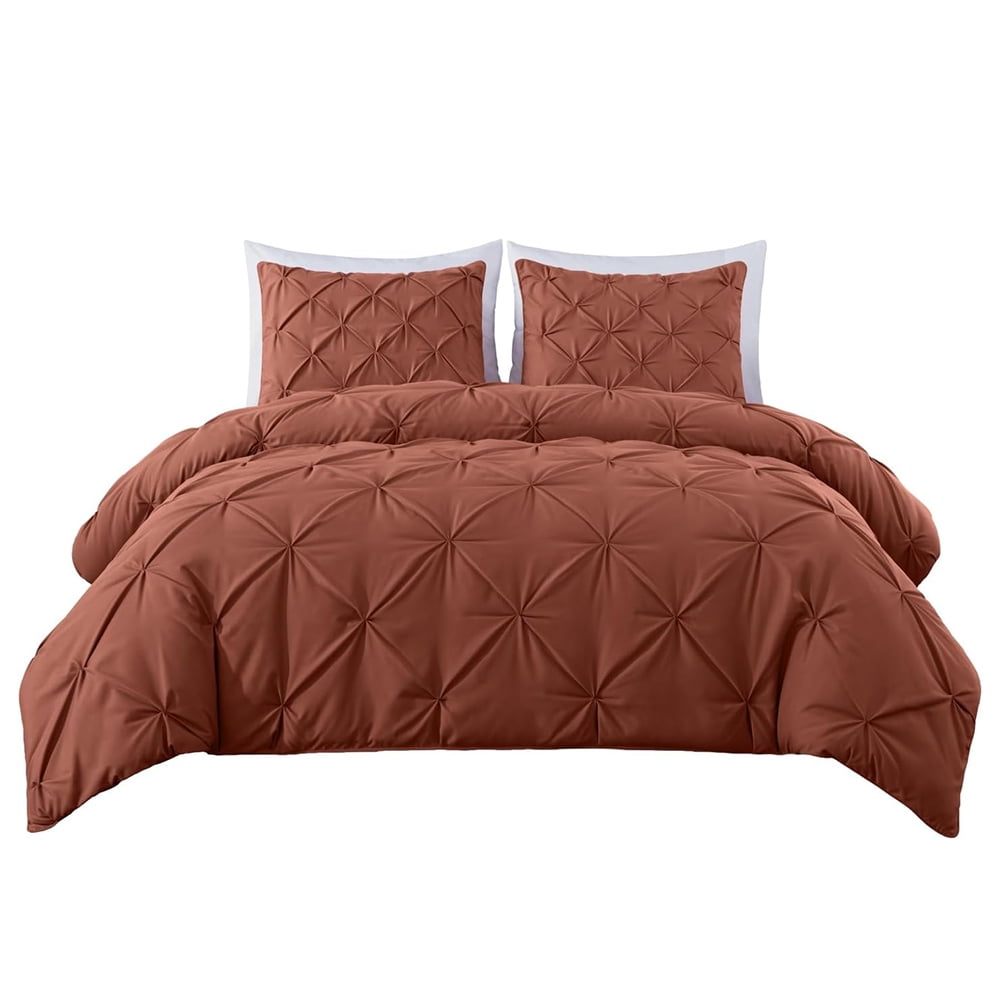 3-Piece Lightweight Pinch Pleat Comforter Set,Soft Pintuck Microfiber ...