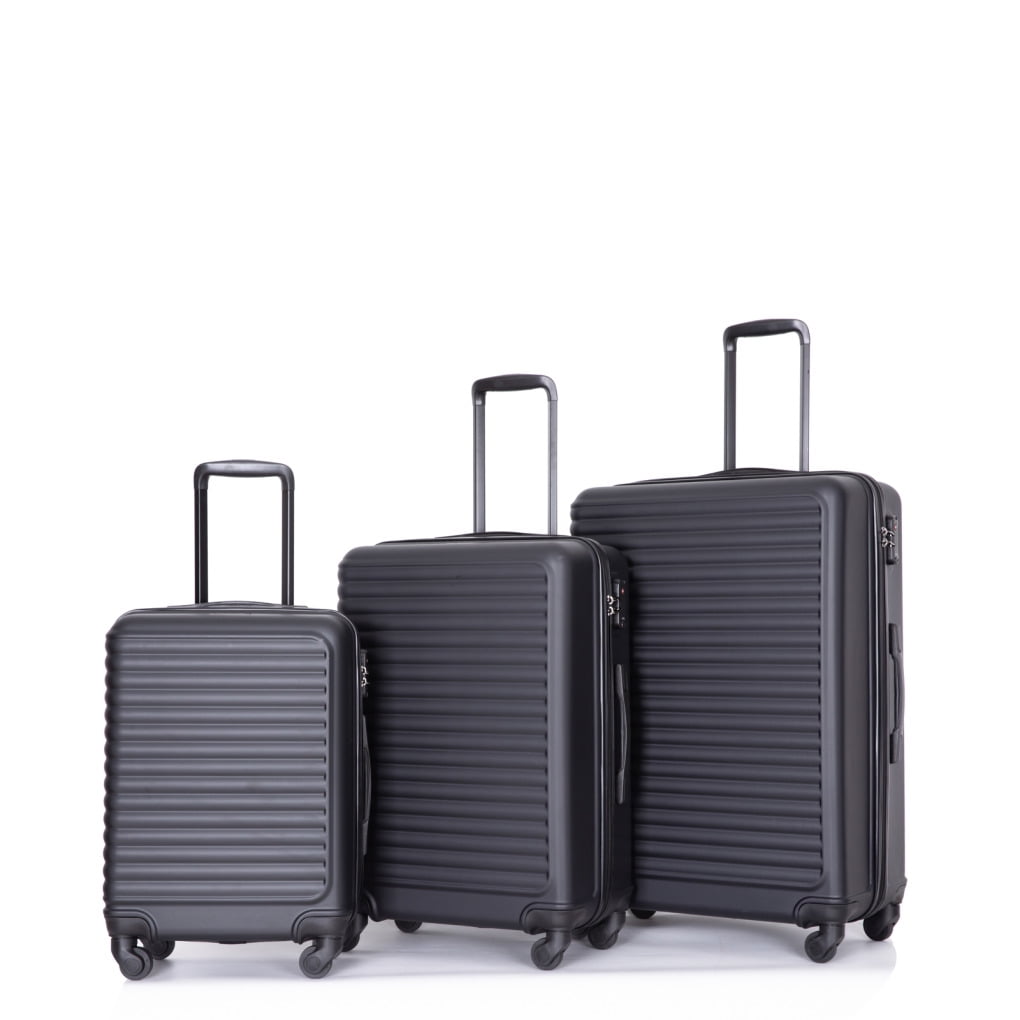 3 Piece Lightweight Suitcase(20/24/28), ABS Luggage Set Expandable with ...
