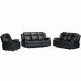 3-Piece Living Room Set Faux Leather Reclining Sofa Set Drop Down Table ...
