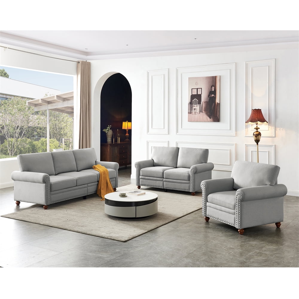 3 PCS Storage Sofa Couch Set, Accent Sofa Set with 1 Seat, 2 Seat and 3 ...