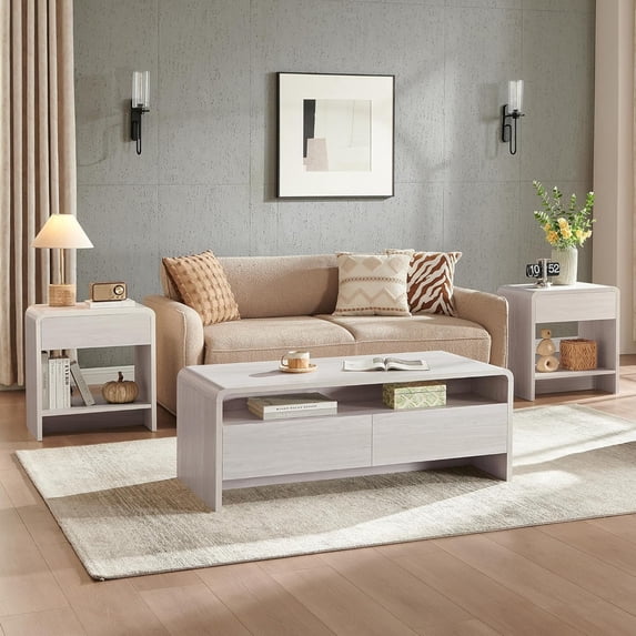 3-Piece Living Room Table Set, Includes Coffee Table & 2 End Tables ...