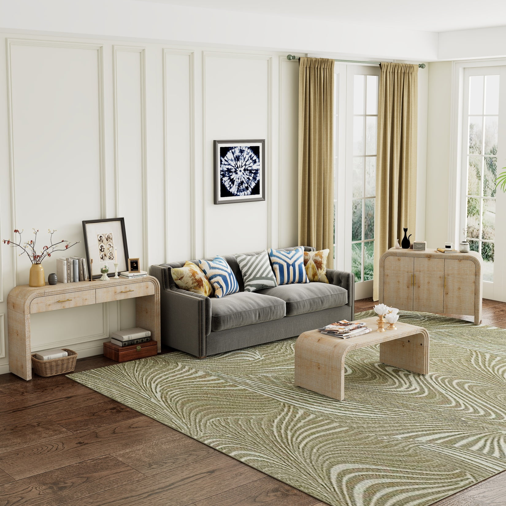 3-Piece Living Room Table Set Includes Sideboard Cabinet, Coffee Table ...