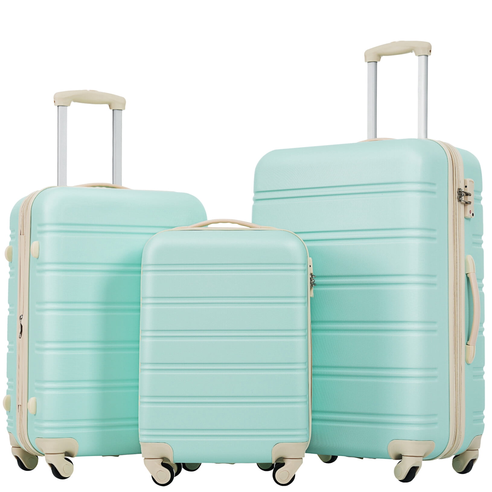 3 Piece Luggage Set, 20"/24"/28" Hardside Suitcase with TSA Lock ...
